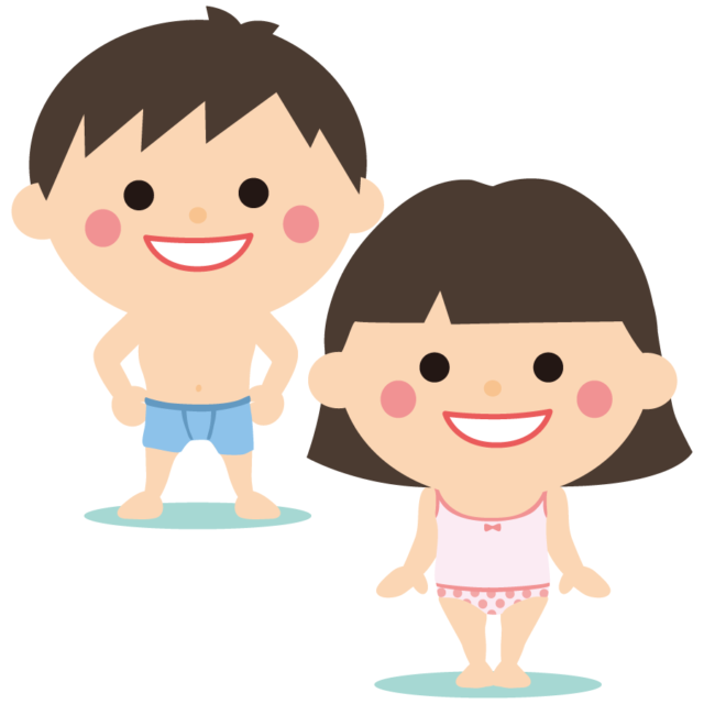 お着替えをする園児のかわいいイラスト画像素材(無料 フリー)